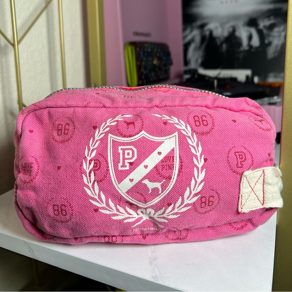 PINK Victoria's Secret | Bags | Pink Victorias Secret Logo Cosmetic ...